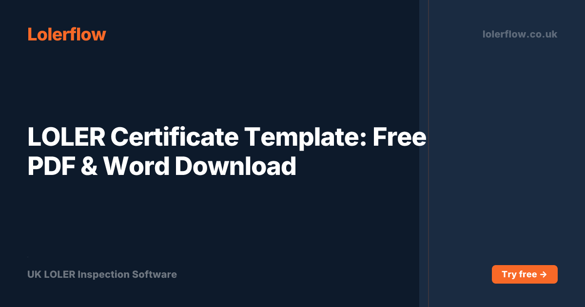 LOLER Certificate Template: Free PDF & Word Download | Lolerflow